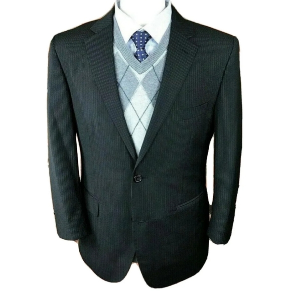jf j.ferrar | Suits & Blazers | Jf Jferrar Mens Black Pinstripe Suit ...